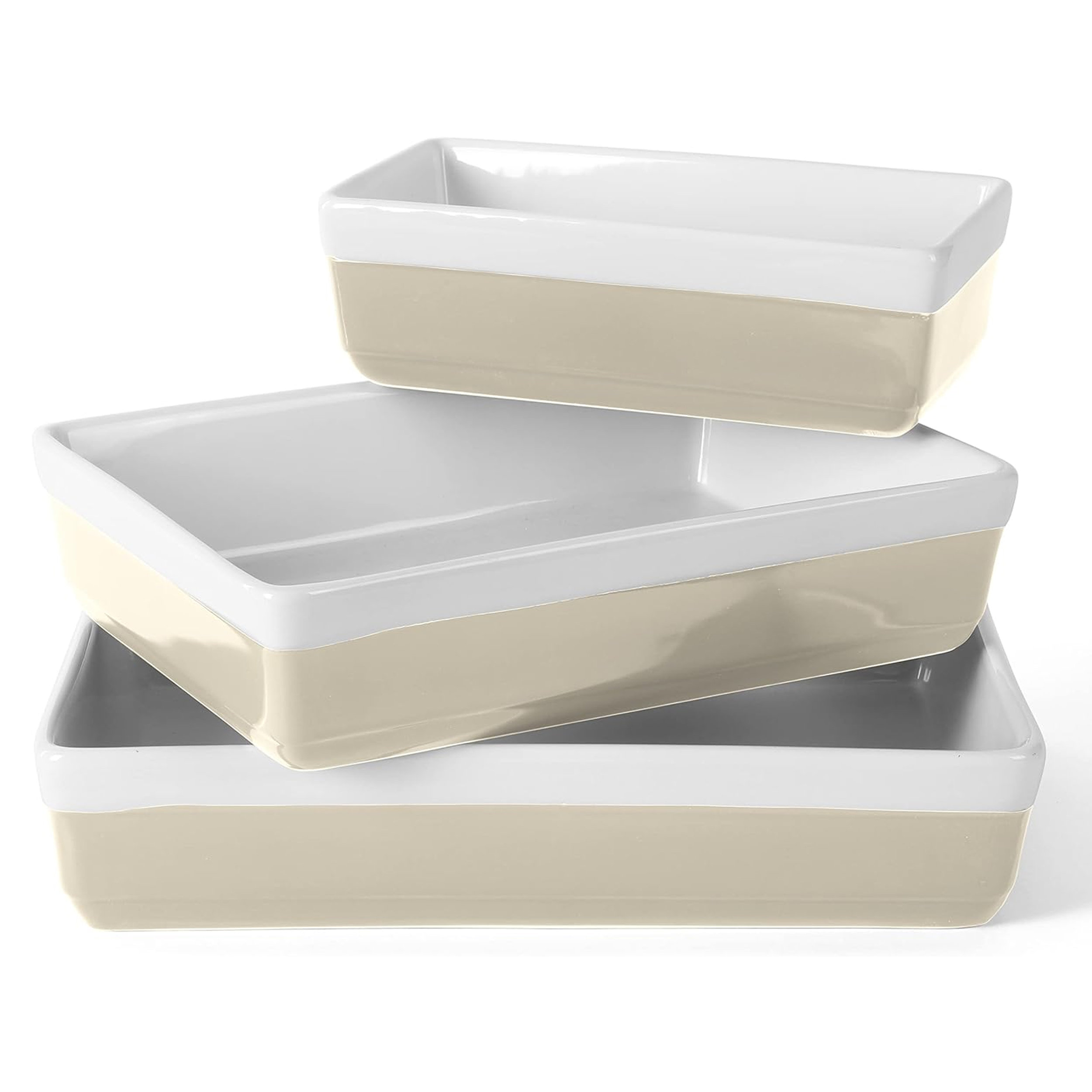 Martha Stewart 3 Piece Rectangular Stoneware Nesting Bakeware Set in ...