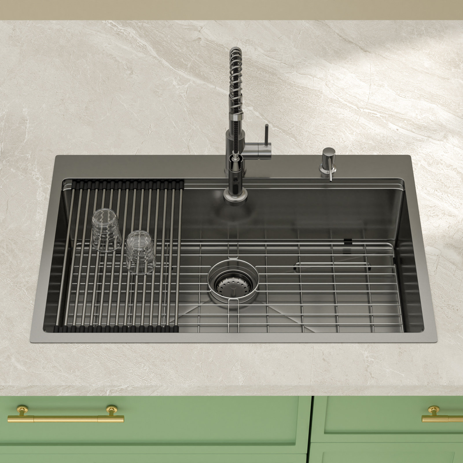 Kichae 36x22 inches 16 Gauge Stainless Steel Single Bowl Drop in ...