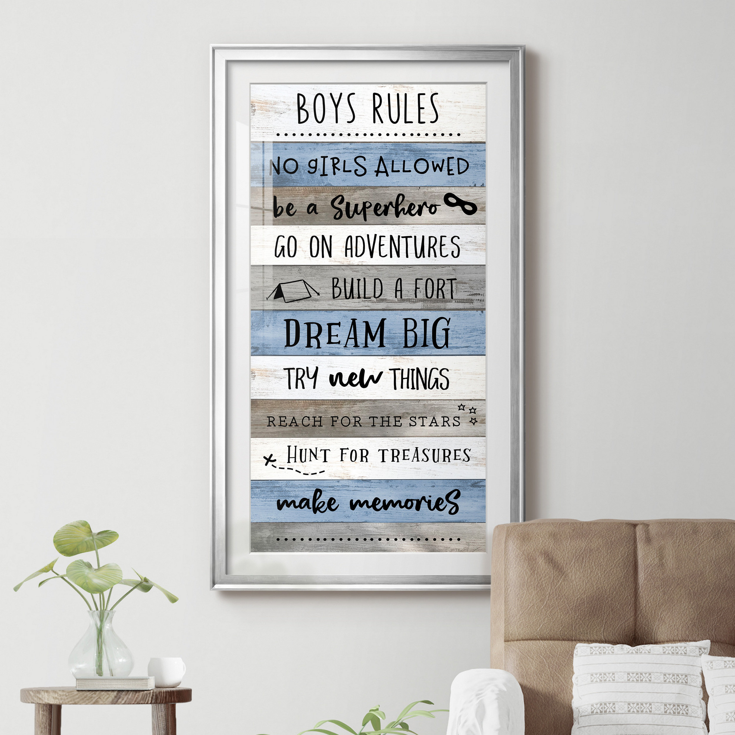Sunside Sails 'Boys Rules' - Picture Frame Textual Art Print | Wayfair