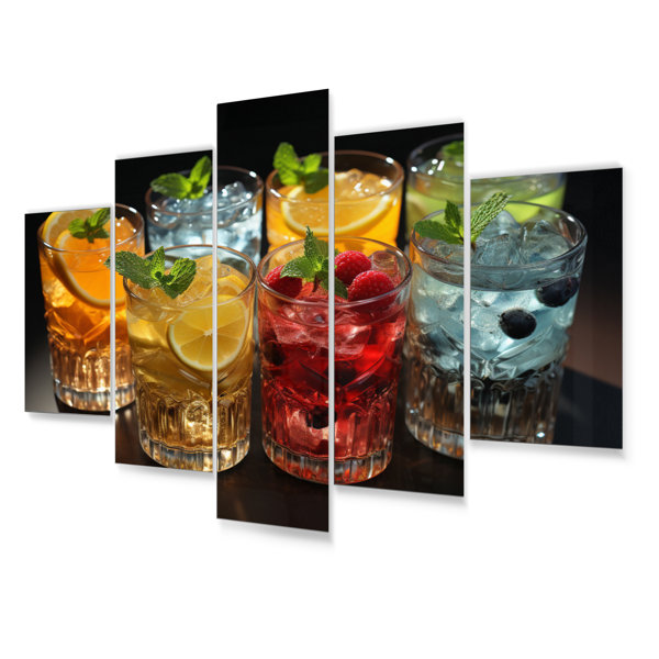 DesignArt Colorful Cocktail Drinks II - Food & Beverage Metal Wall ...