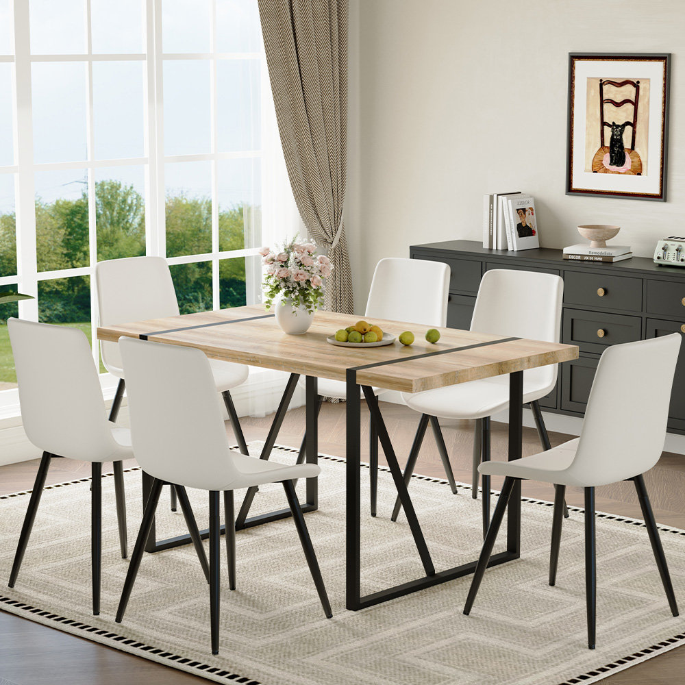 George Oliver 71" 6 - Person Rectangular Dining Table Set | Wayfair