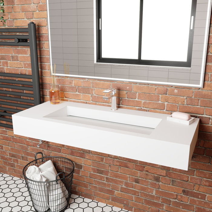 CastelloUSA Pyramid 48'' Solid Surface Rectangular Vessel Bathroom Sink ...