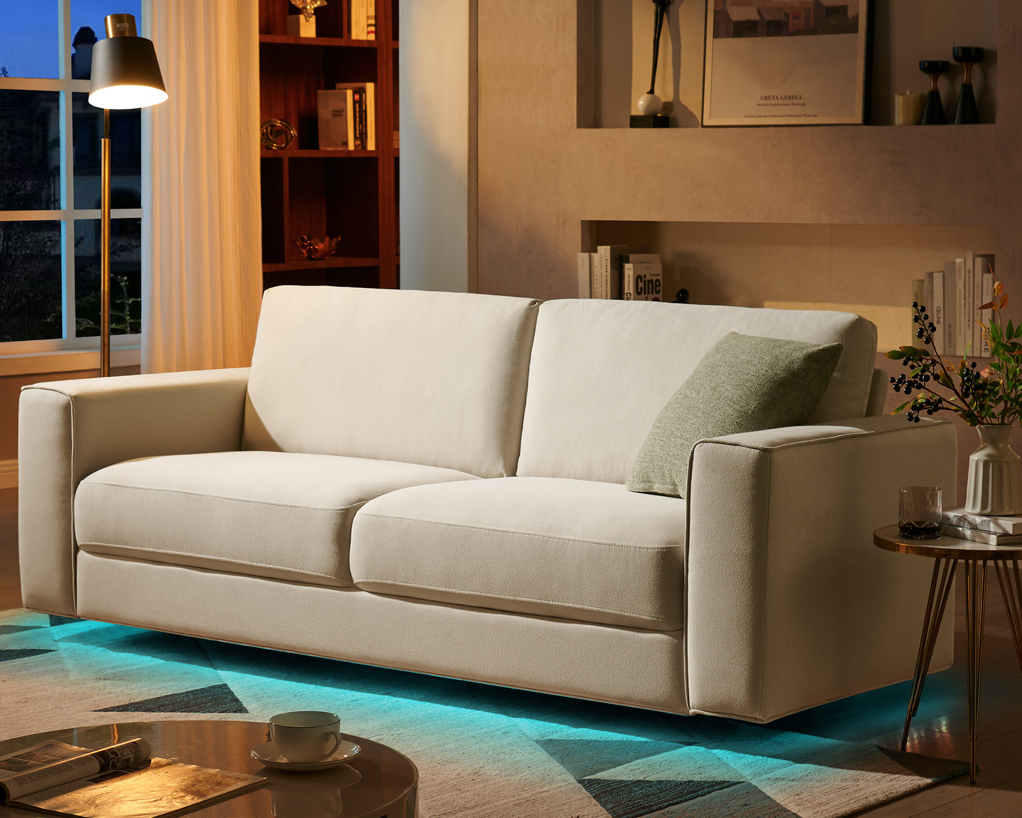 Wrought Studio™ Modern Sofa, 89 inch 3 Seater Sofa with LED light ...