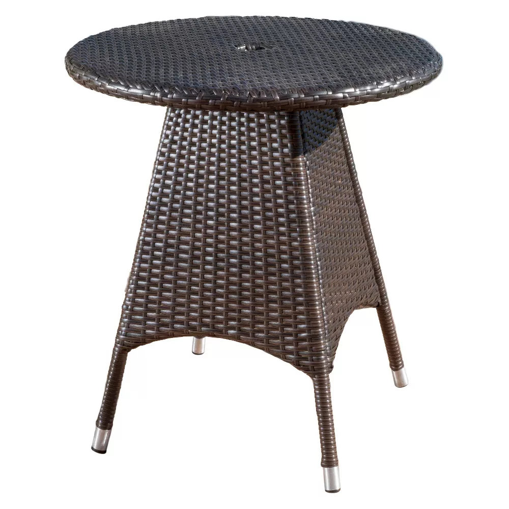 Dakota Fields Round Wicker Bistro Table - Multi Brown | Wayfair