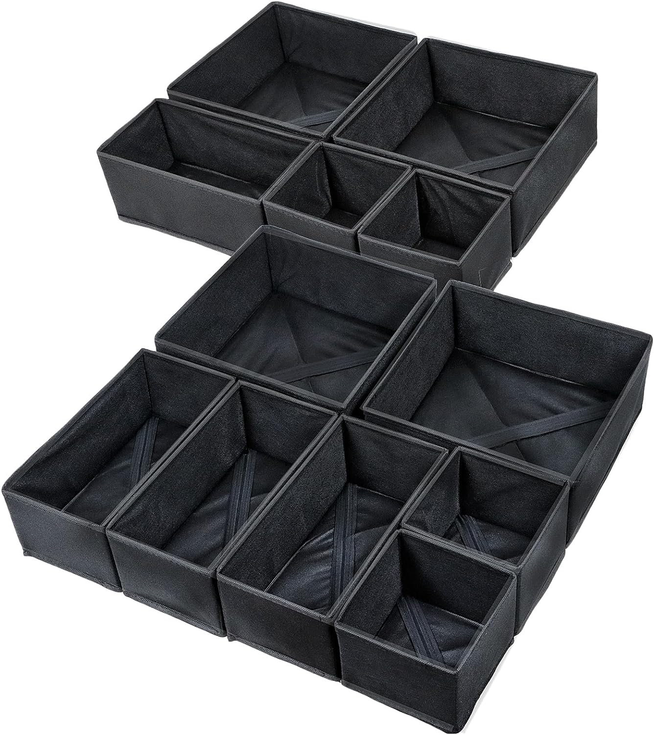 Rebrilliant 12-pack Foldable Drawer Organizers Black | Wayfair