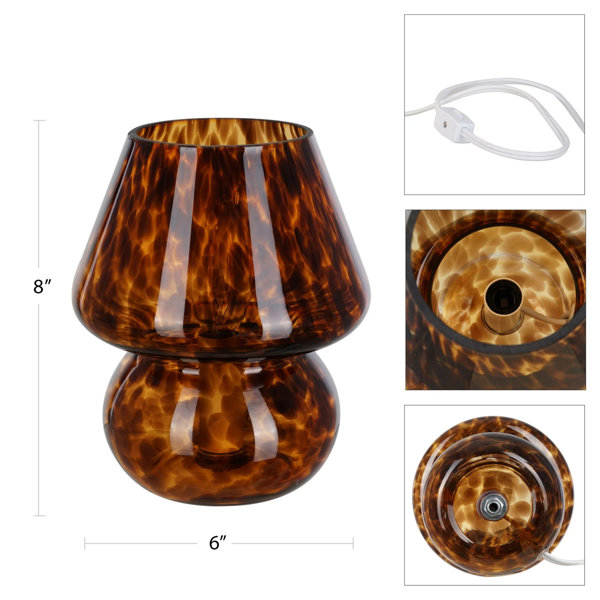Wrought Studio 8" Glass Mushroom Lamp, Brown Tortoise, Glossy Finish ...