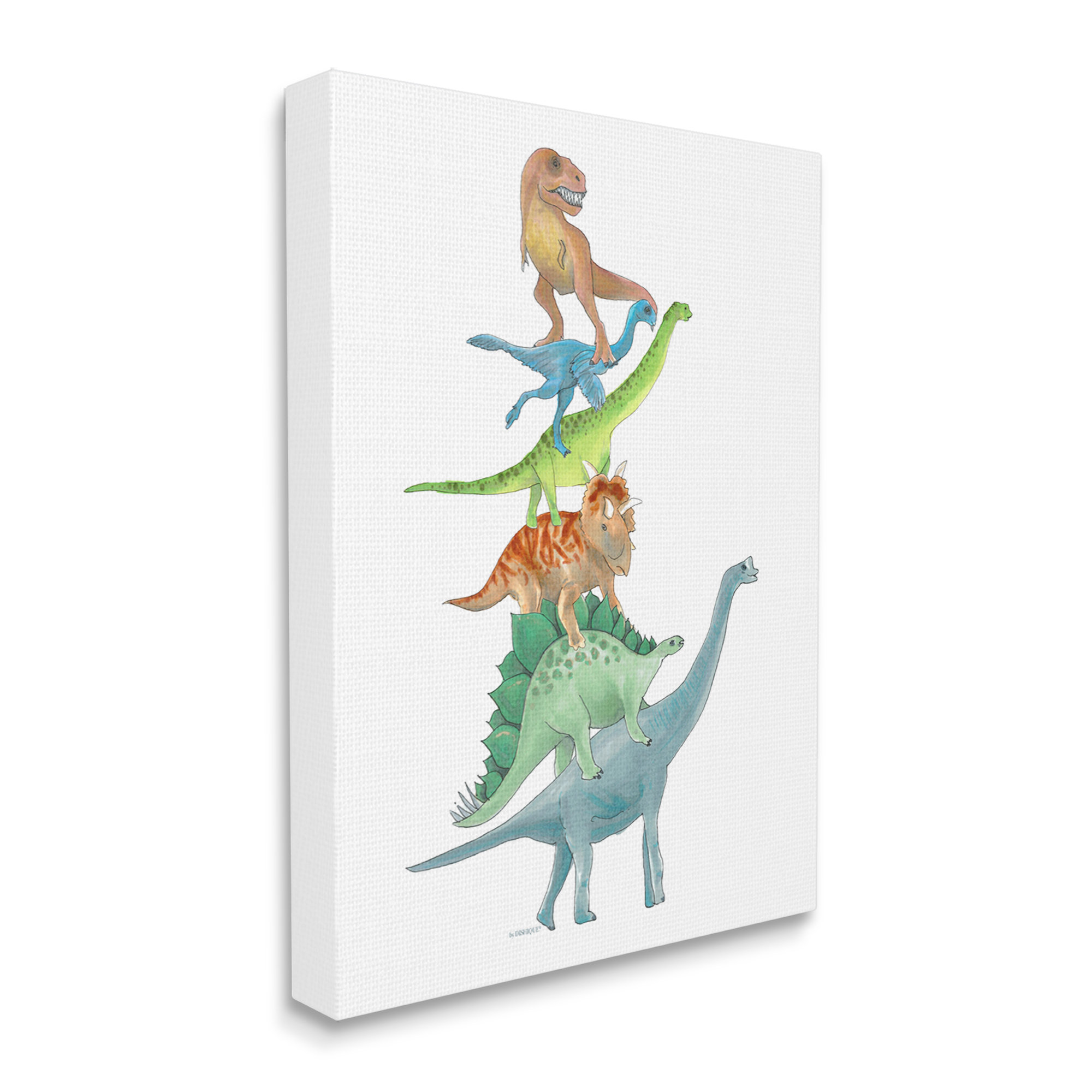 Stupell Industries Stacked Dinosaurs Balancing T-Rex Stegosaurus by ...