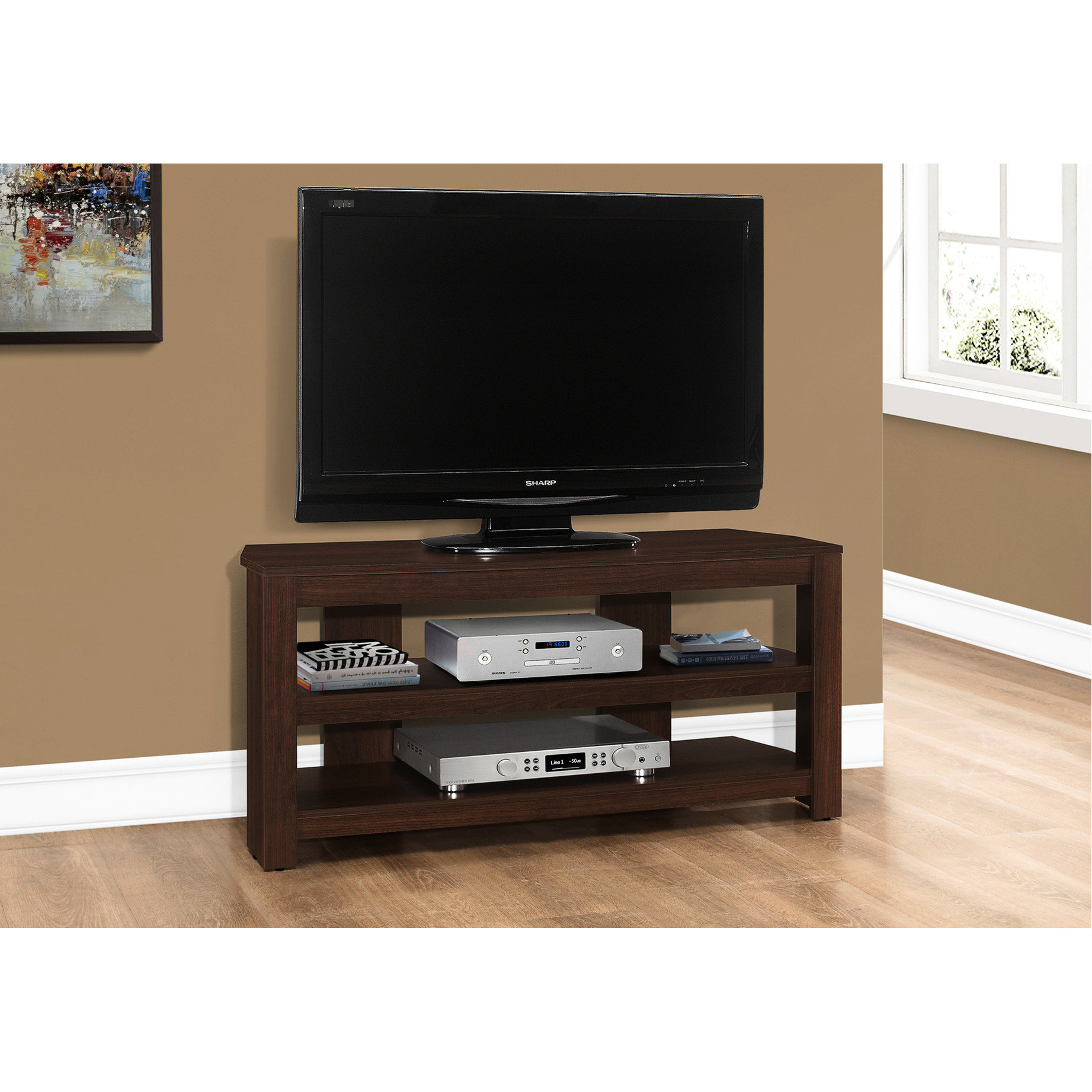 George Oliver Contemporary 42 Inch Tv Stand, With Open Shelf Storage ...
