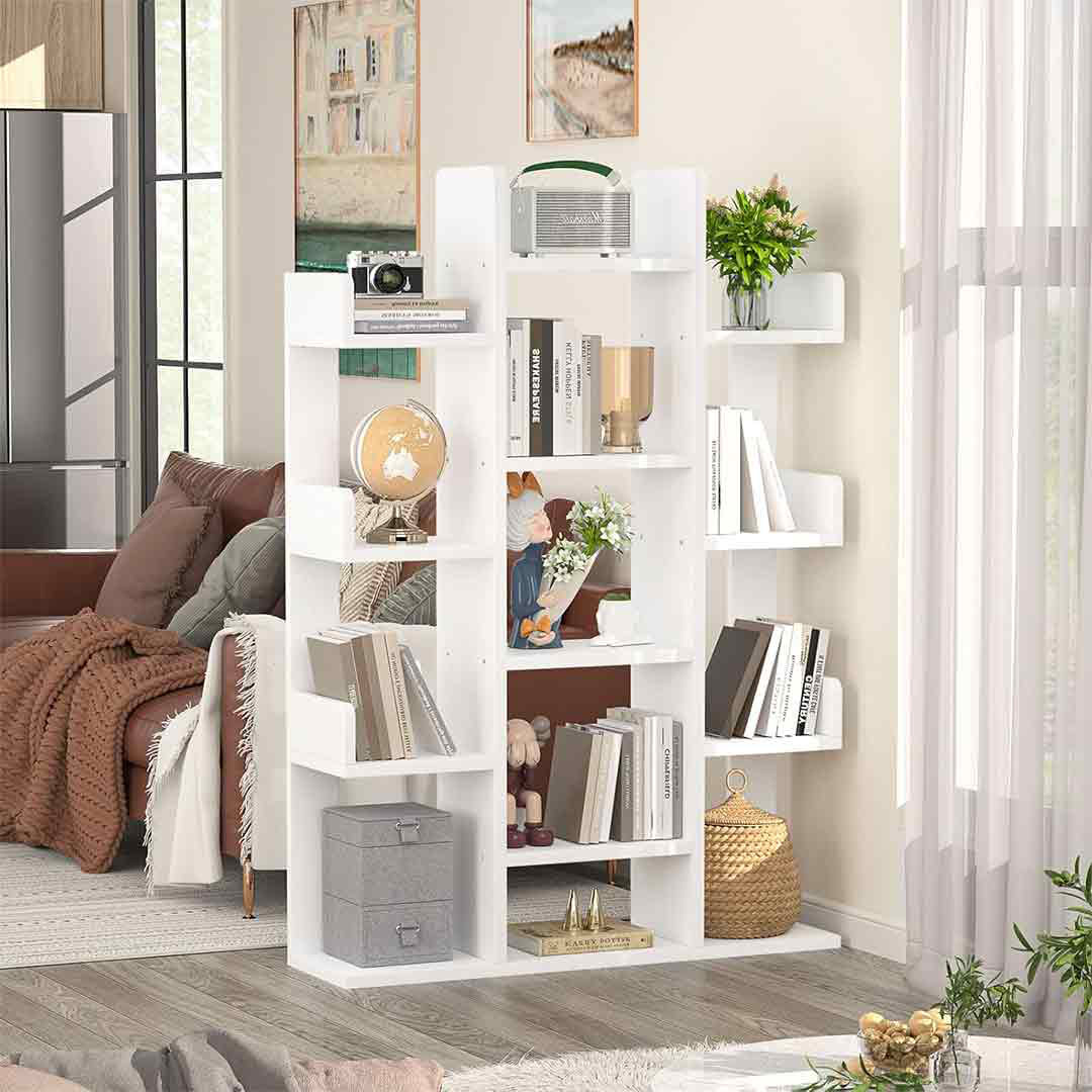 Hokku Designs Tree-Shaped Bookcase Storage Shelf With 13 Compartments ...