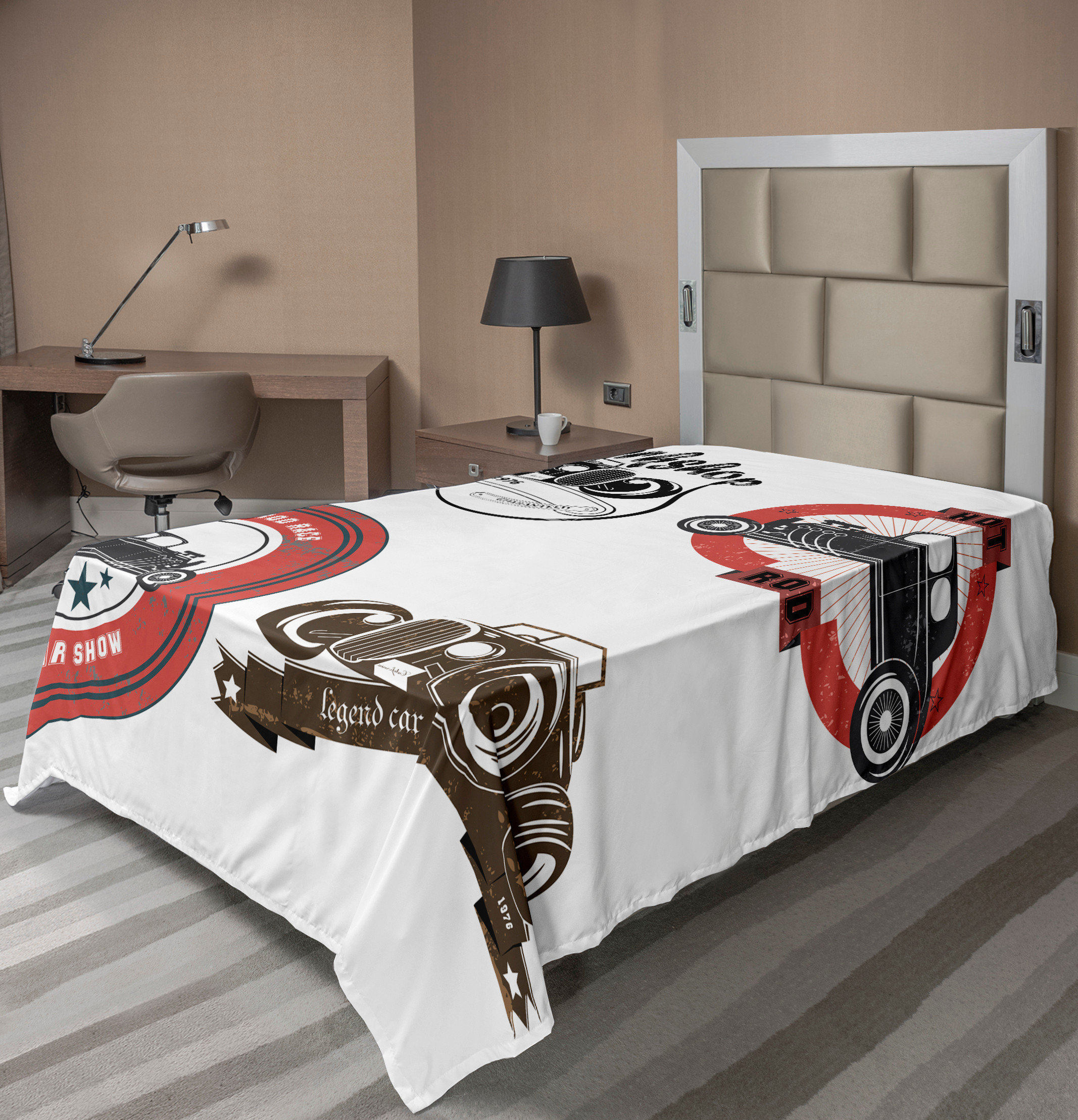 Ambesonne Cars Top Flat Sheet Retro Hot Rod Pop Art Print Multicolor ...