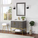 Everly Quinn Blanche 36" Single Bathroom Vanity Set With Grain White ...