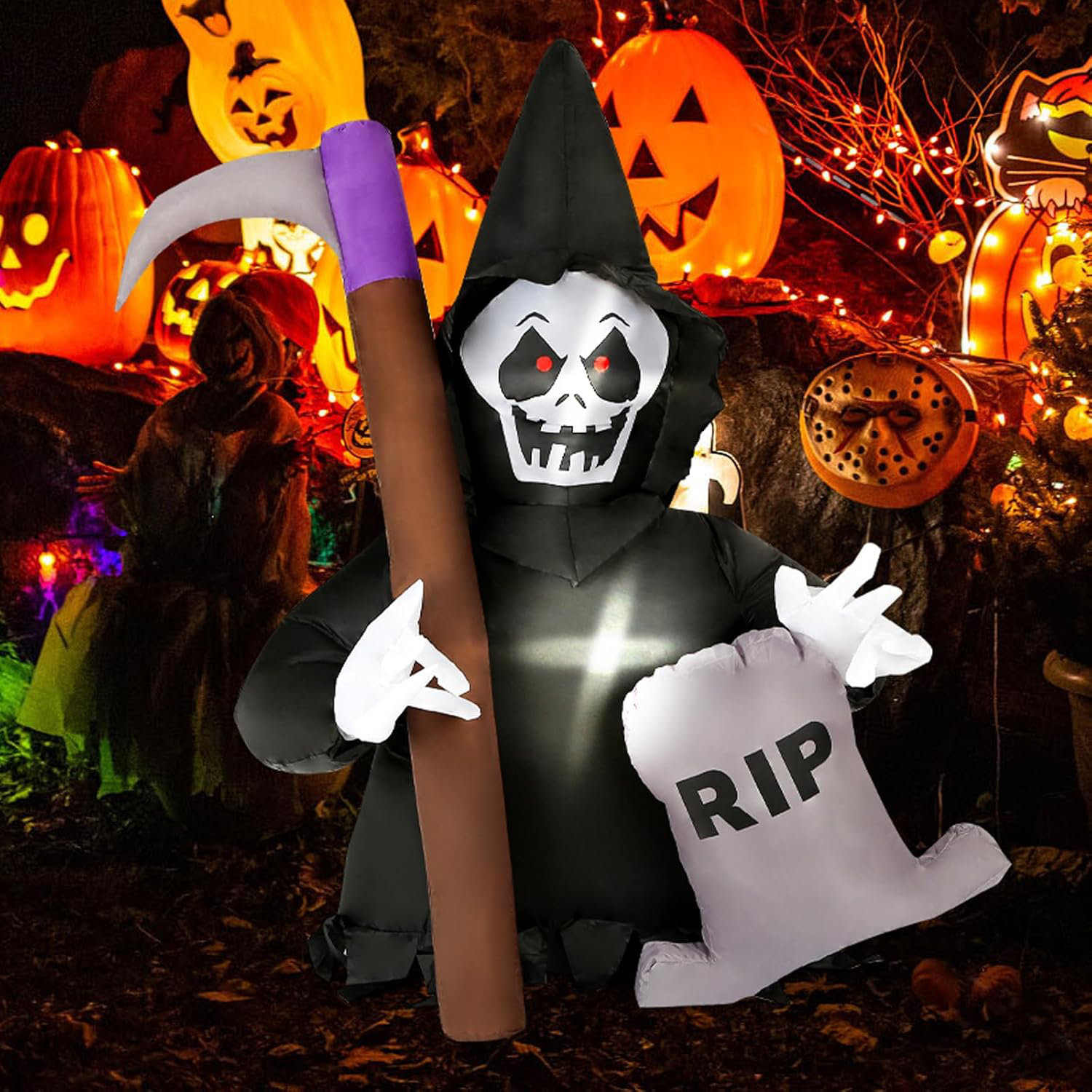 The Holiday Aisle® Halloween Inflatables Grim Reaper Decorations | Wayfair