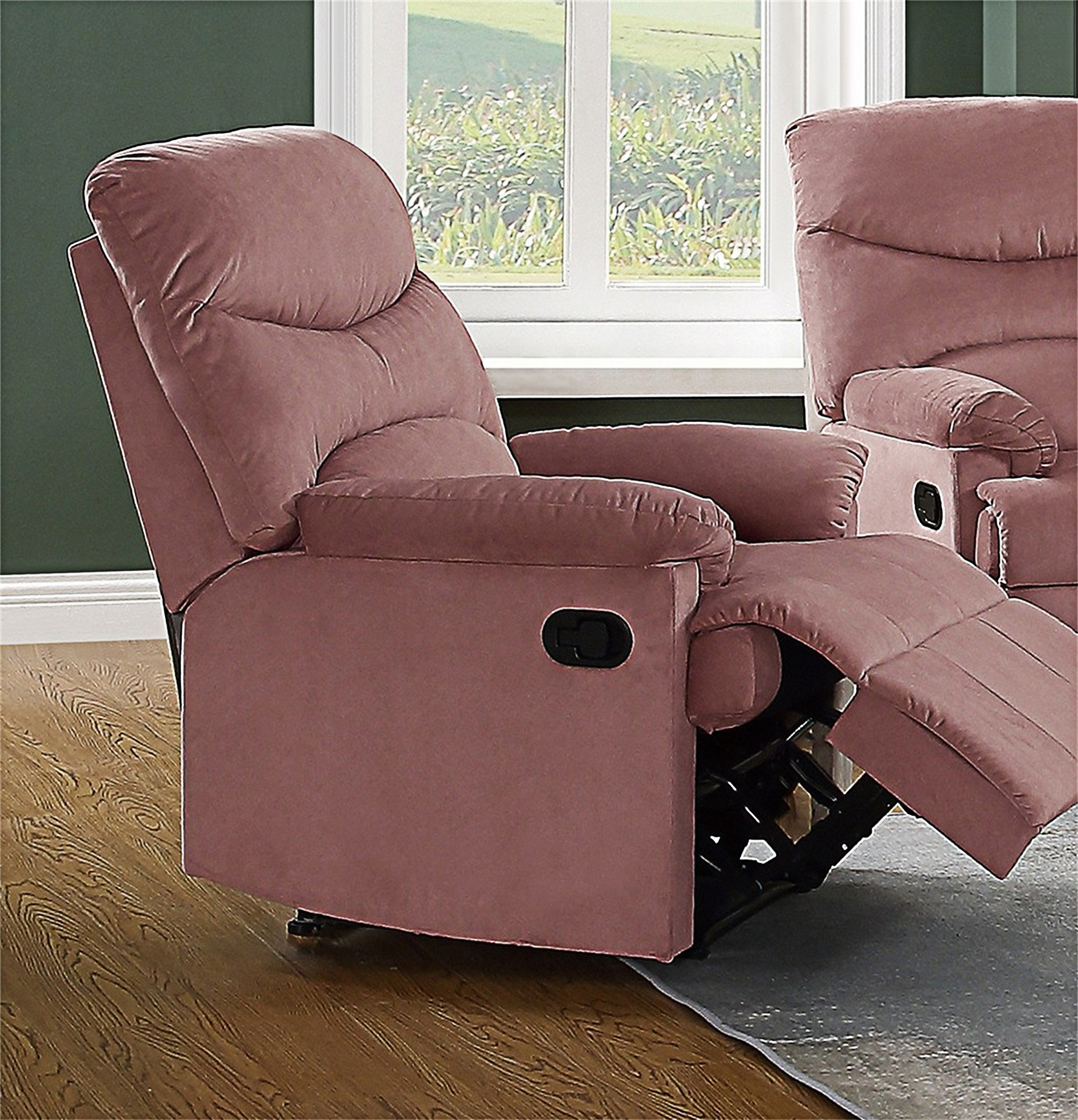 Mercer41 Luxurious Velvet Blush Pink Color 1Pc Motion Recliner Chair ...