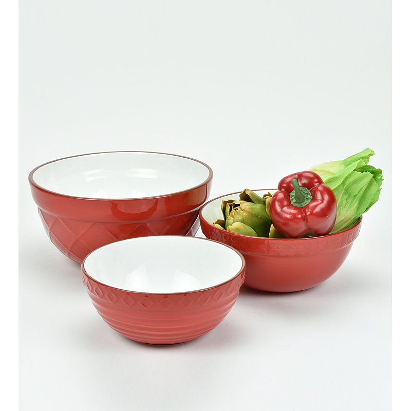 Omniware Ceramic 3 Piece Mixing Bowl Set & Reviews | Wayfair