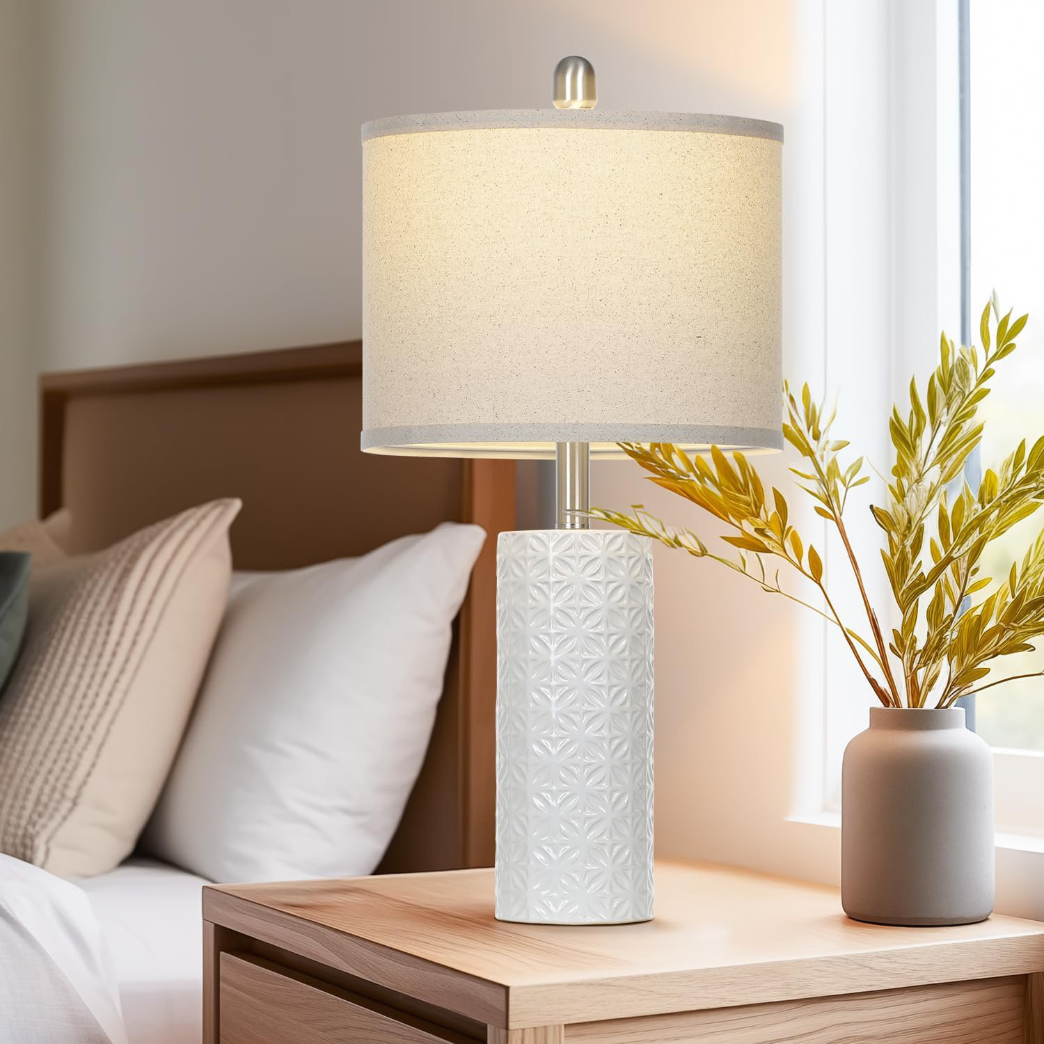 Red Barrel Studio® Modern Ceramic Table Lamps Set Of 2 With Linen ...