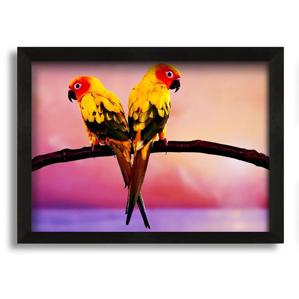 Bay Isle Home Twin Parrots - Single Picture Frame Print on Canvas ...