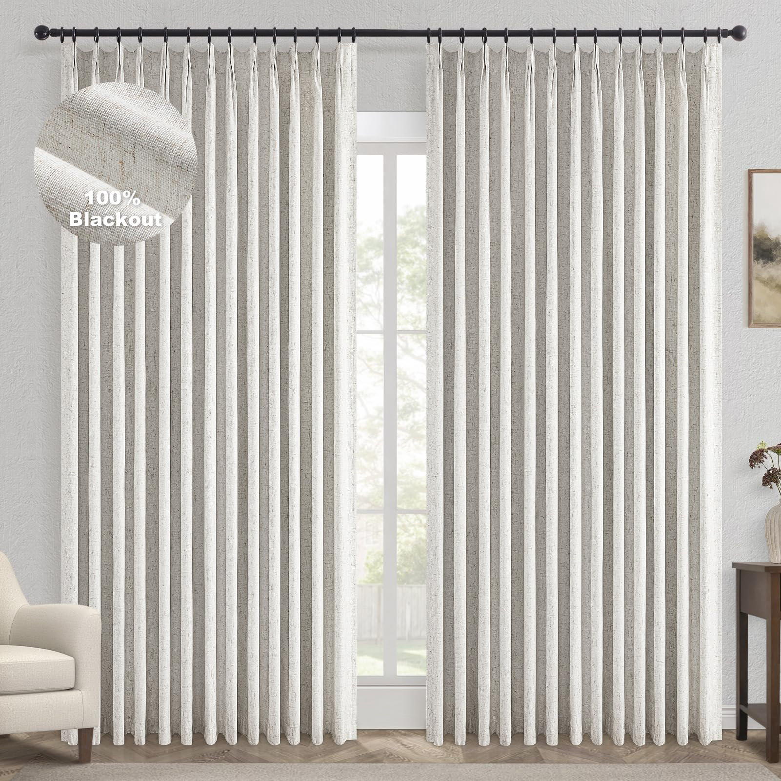 Ebern Designs Extral Wide Custom Sliding Door Curtains, Pinch Pleated ...