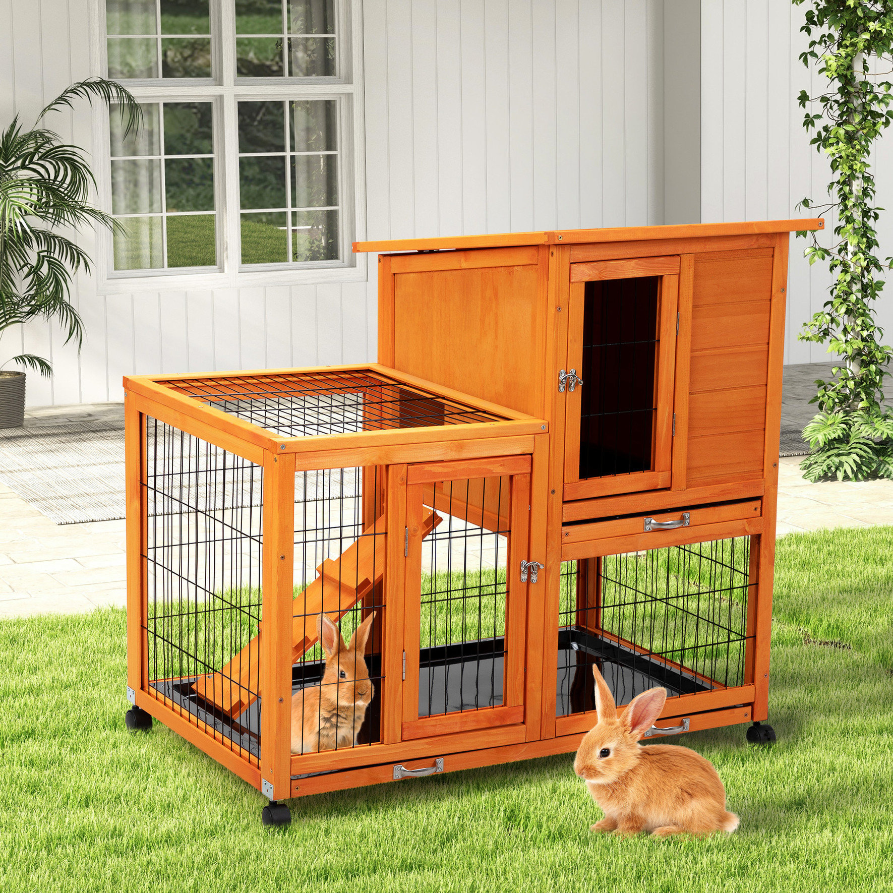 Tucker Murphy Pet™ Large Rabbit Cage With Rolling And Detachable Trays ...