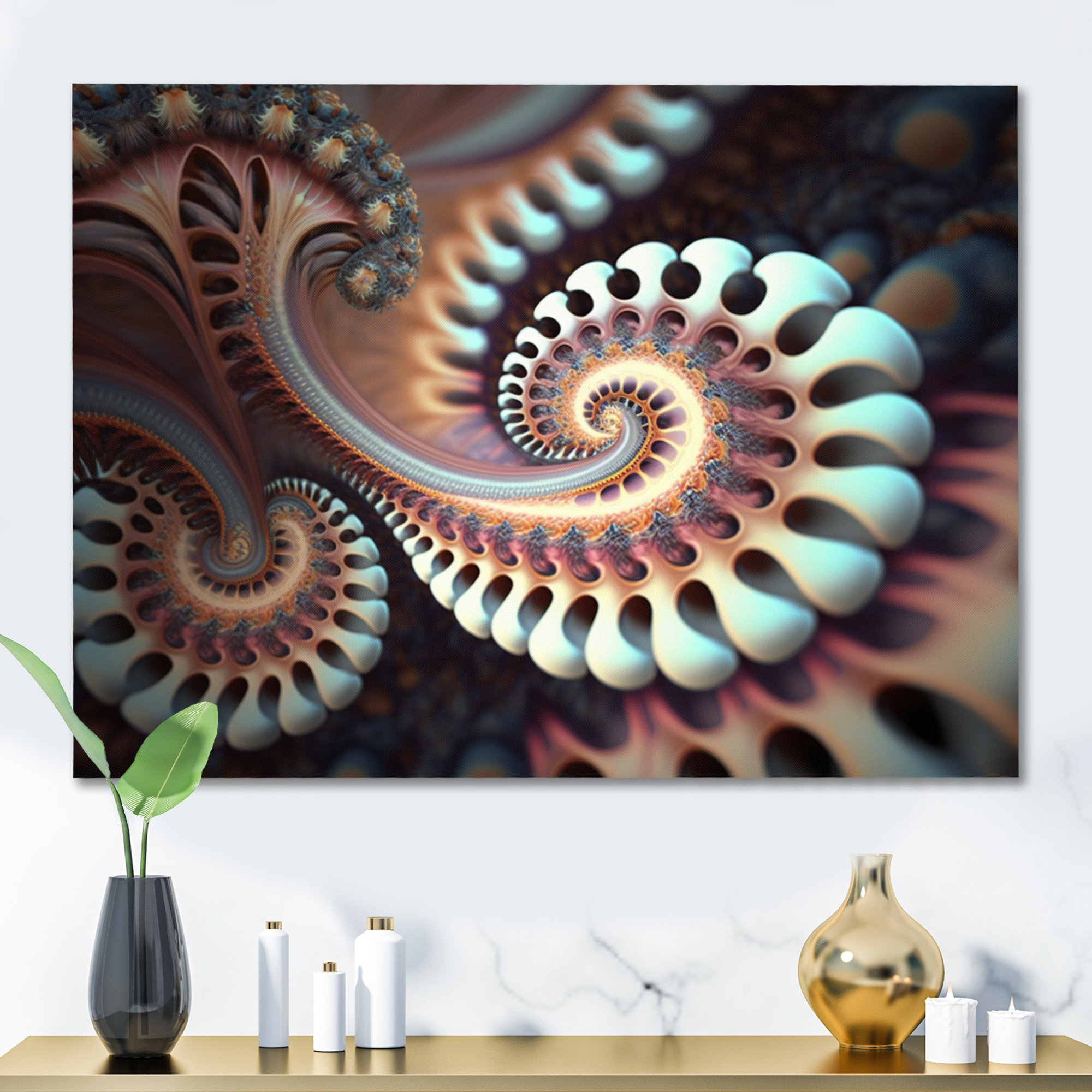 Bungalow Rose Pastel Fractal Infinity II - Modern Geometric Metal Wall ...