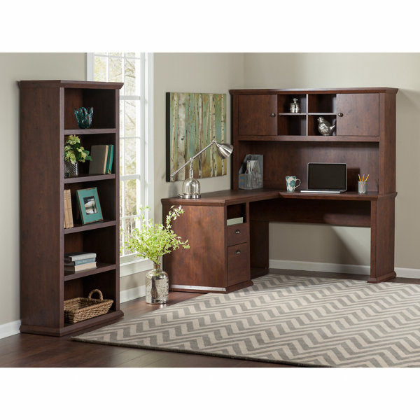 Gracie Oaks Maeghen 3 L-Shaped Executive Desk Office Set with Hutch ...