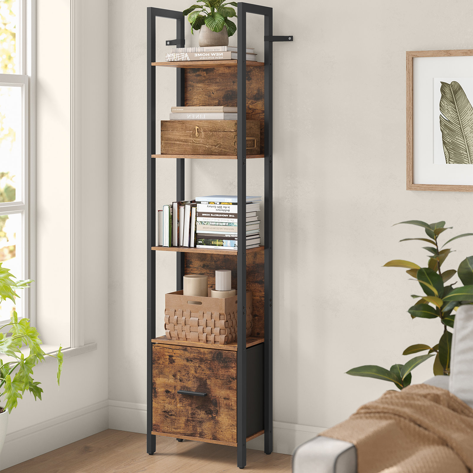 17 Stories Crave 65.4'' H Steel Library Bookcase | Wayfair
