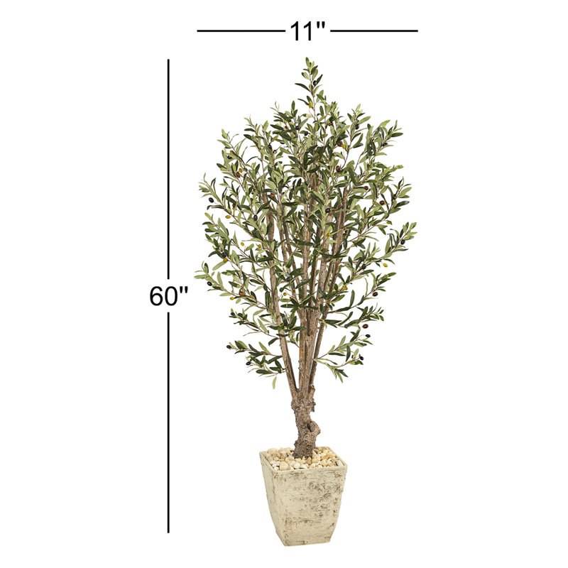 Birch Lane™ 60" Artificial Olive Tree Tree in Planter & Reviews | Birch ...