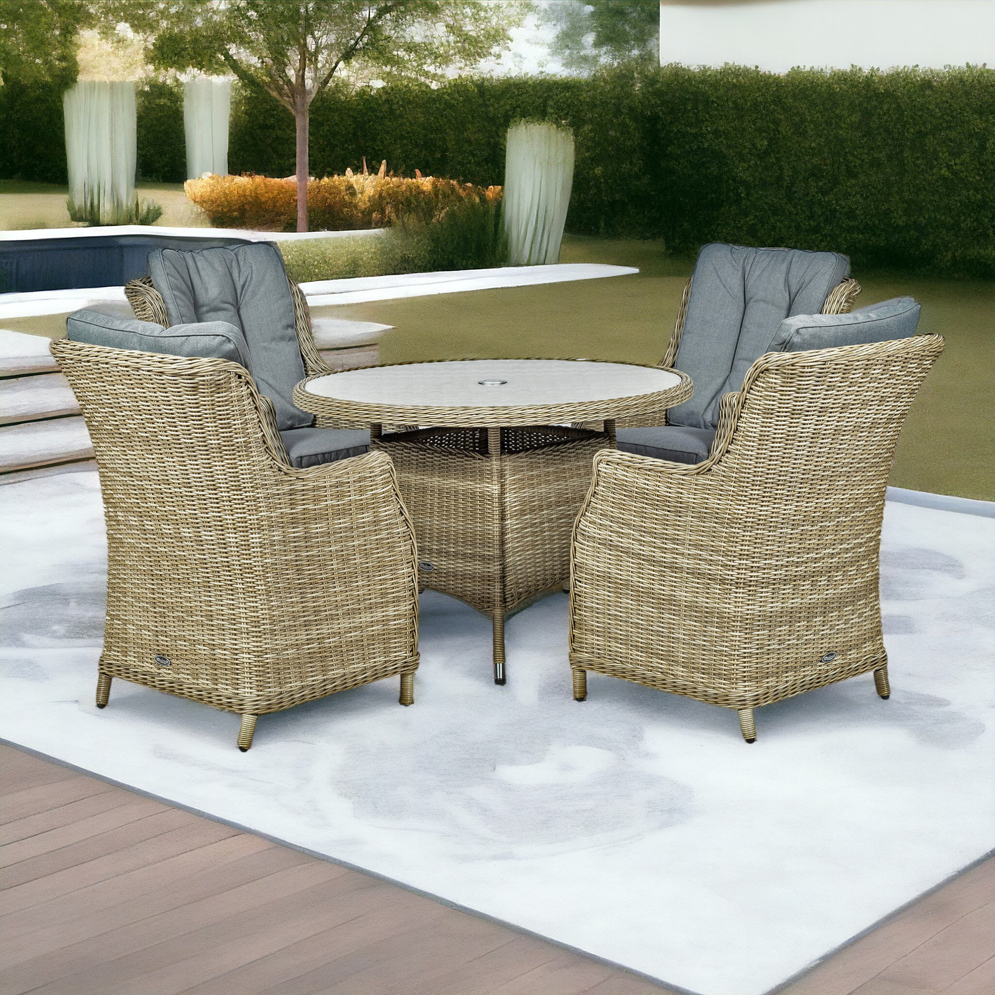 Royalcraft WENTWORTH 4 Seater Round Highback Comfort Dining Set (1 x ...