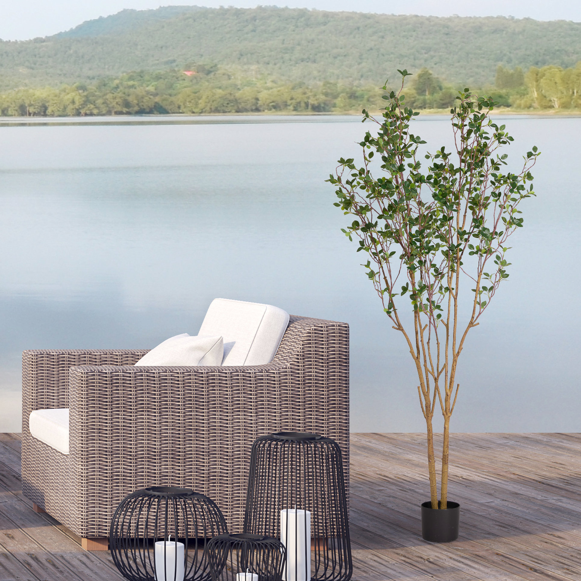 Latitude Run® Large Artificial Plant Branch 160Cm, Double Pole Island ...