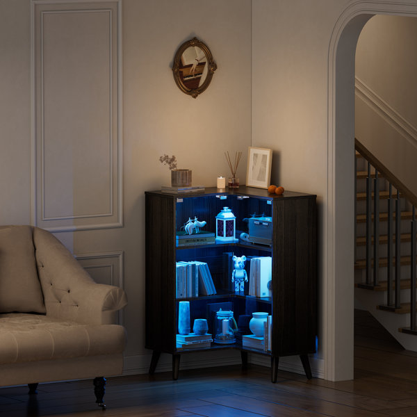 Wrought Studio™ Display Case With Tempered Glass Doors, 3-tier Corner ...