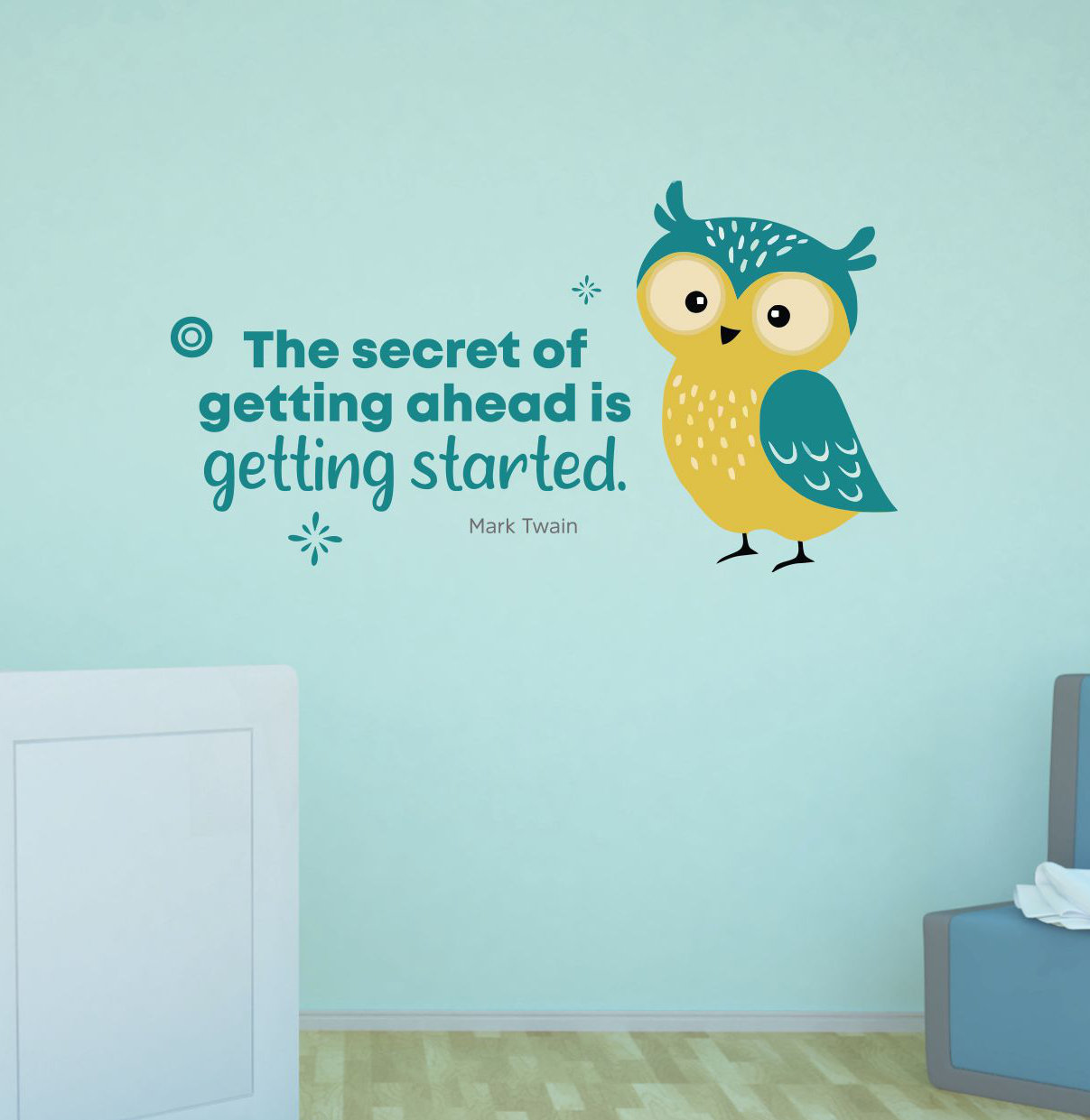 Zoomie Kids Getting Started Cute Owl Life Quote Vinyl Wall Decal | Wayfair