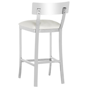 Latitude Run® Chromium Upholstered Counter Stool with Metal Frame ...