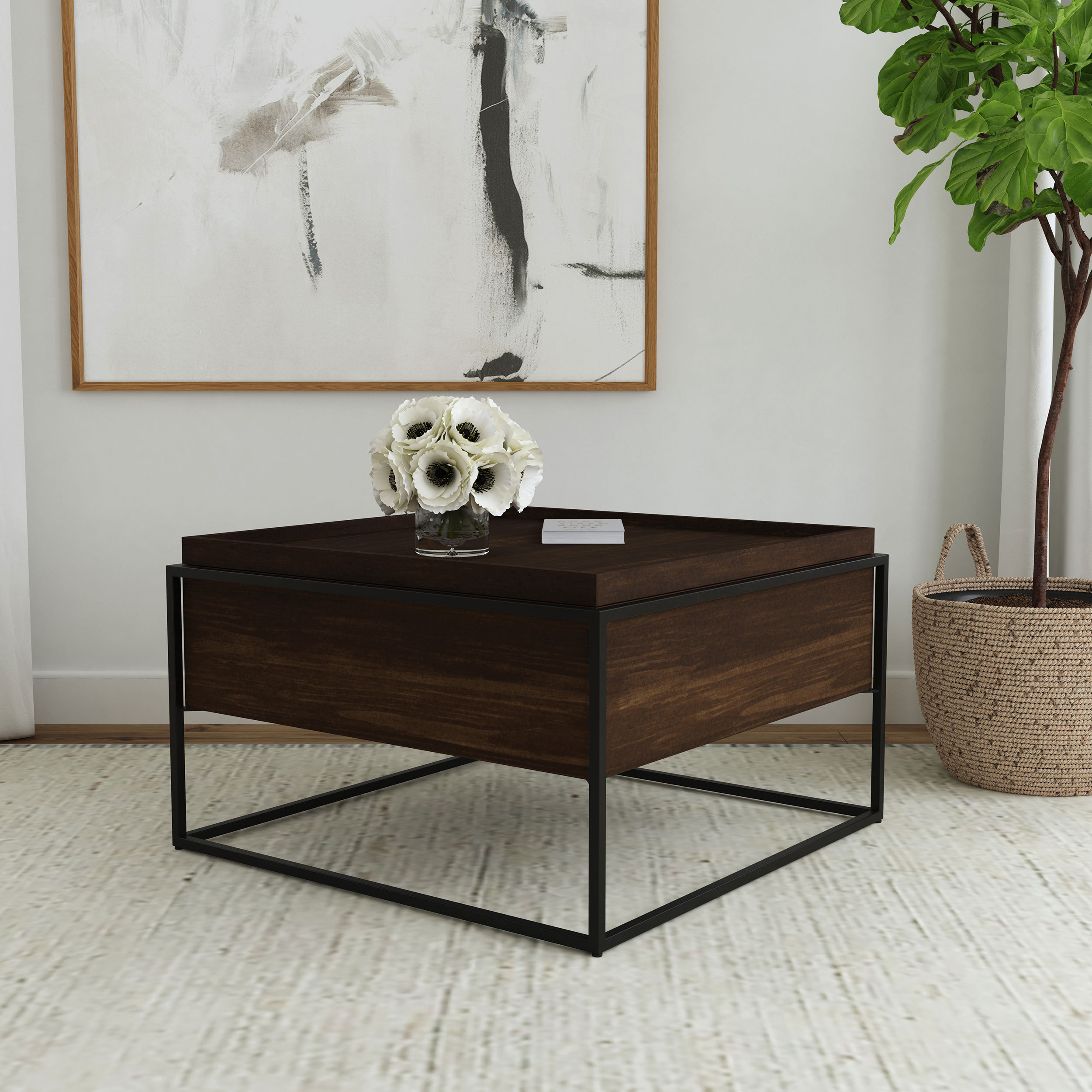 17 Stories Fulton 30-Inch Square Mango Wood Coffee Table Dark Brown ...
