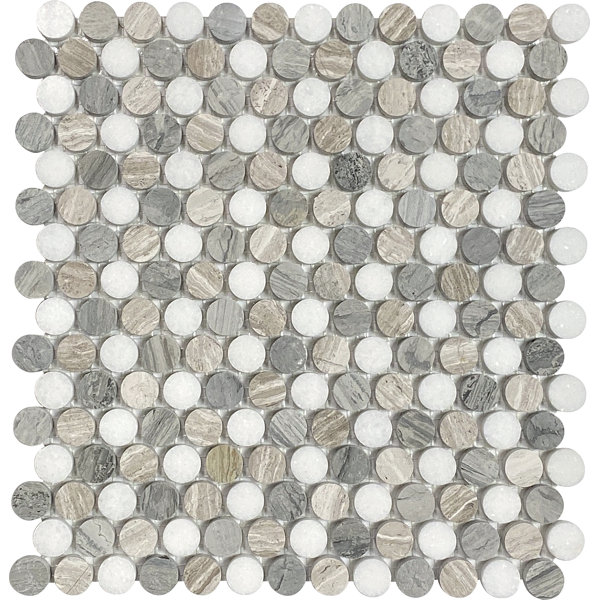 Belluno Designs Lyra 0.8" x 0.8" Marble Penny Round Mosaic Wall and ...