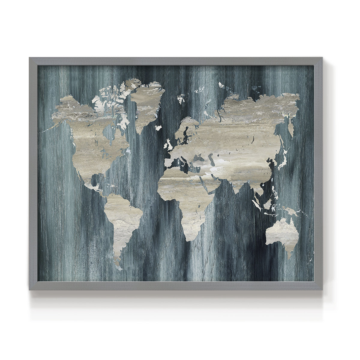 Breakwater Bay Navy World Map -Framed Print - Restickable | Wayfair