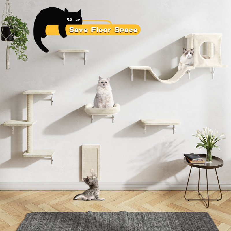 Tucker Murphy Pet™ Galiya 6 Pcs Cat Tree Shelves/ Wall-Mounted Cat ...
