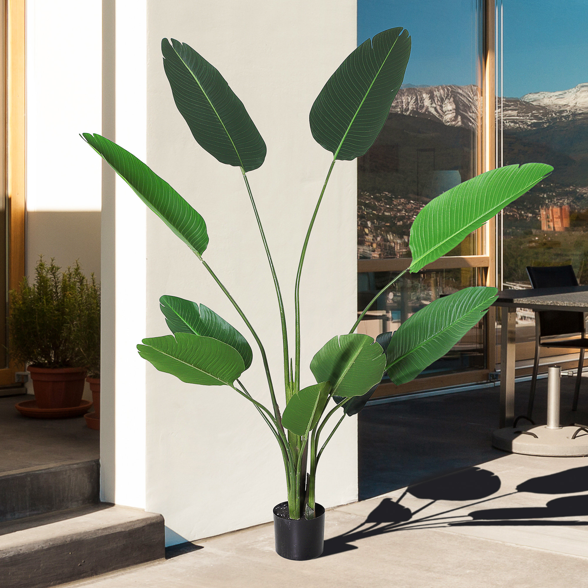 Primrue Cambon Faux Banana Leaf Plant in Planter | Wayfair