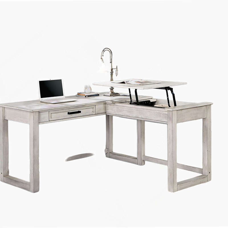 Wildon Home® Transitional Computer Desk Antique White, USB Port Lift ...