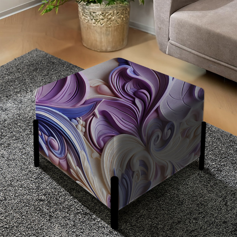 Design Art Purple Lavender Persian Paisleys I - Paisley Square Ottoman ...