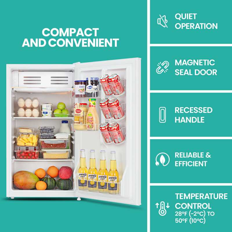 Koolatron Compact Fridge with Freezer, 3.2 Cu Ft, White | Wayfair