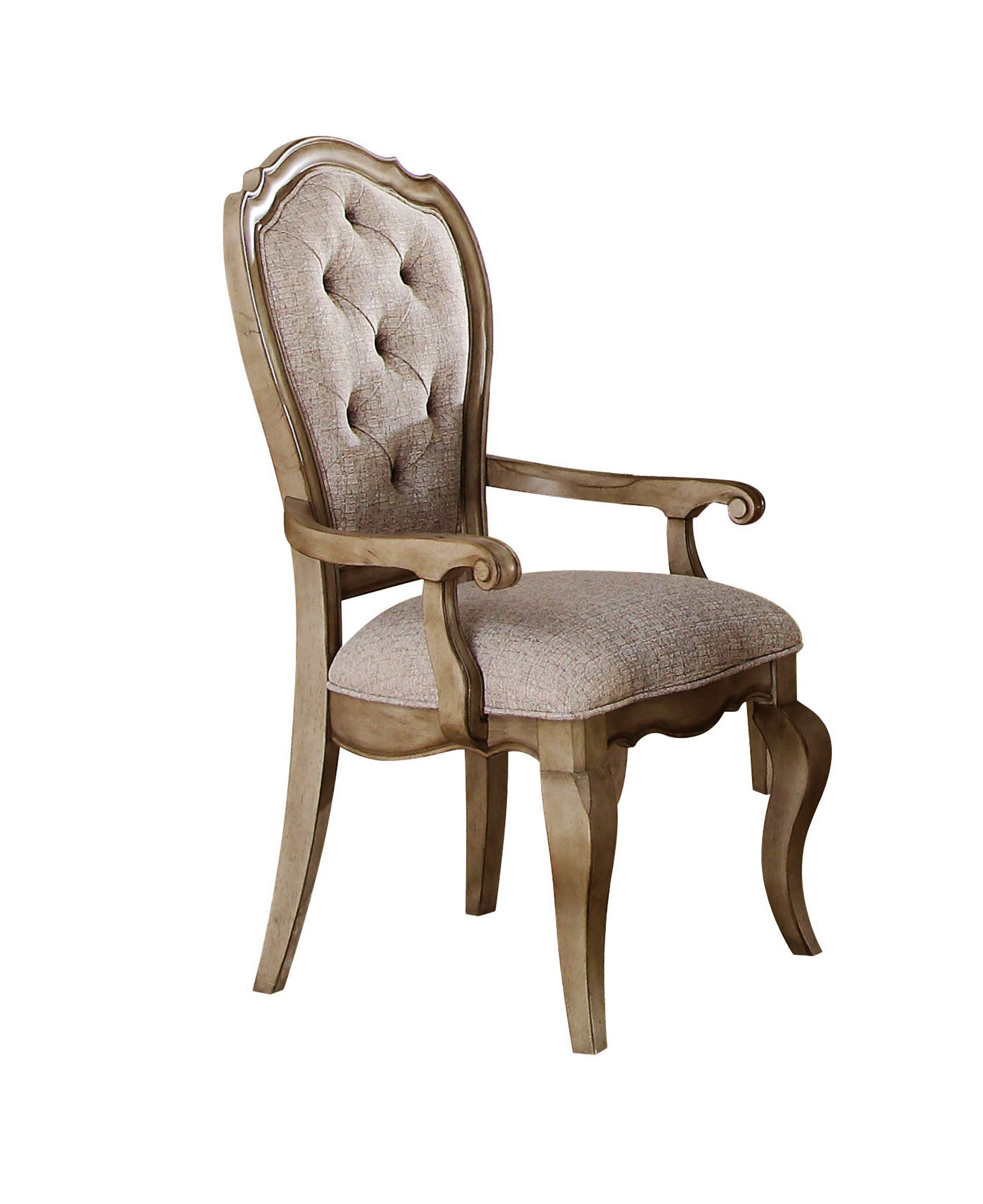 Rosalind Wheeler Beige And Antique Taupe Arm Chair With Button Tufted ...