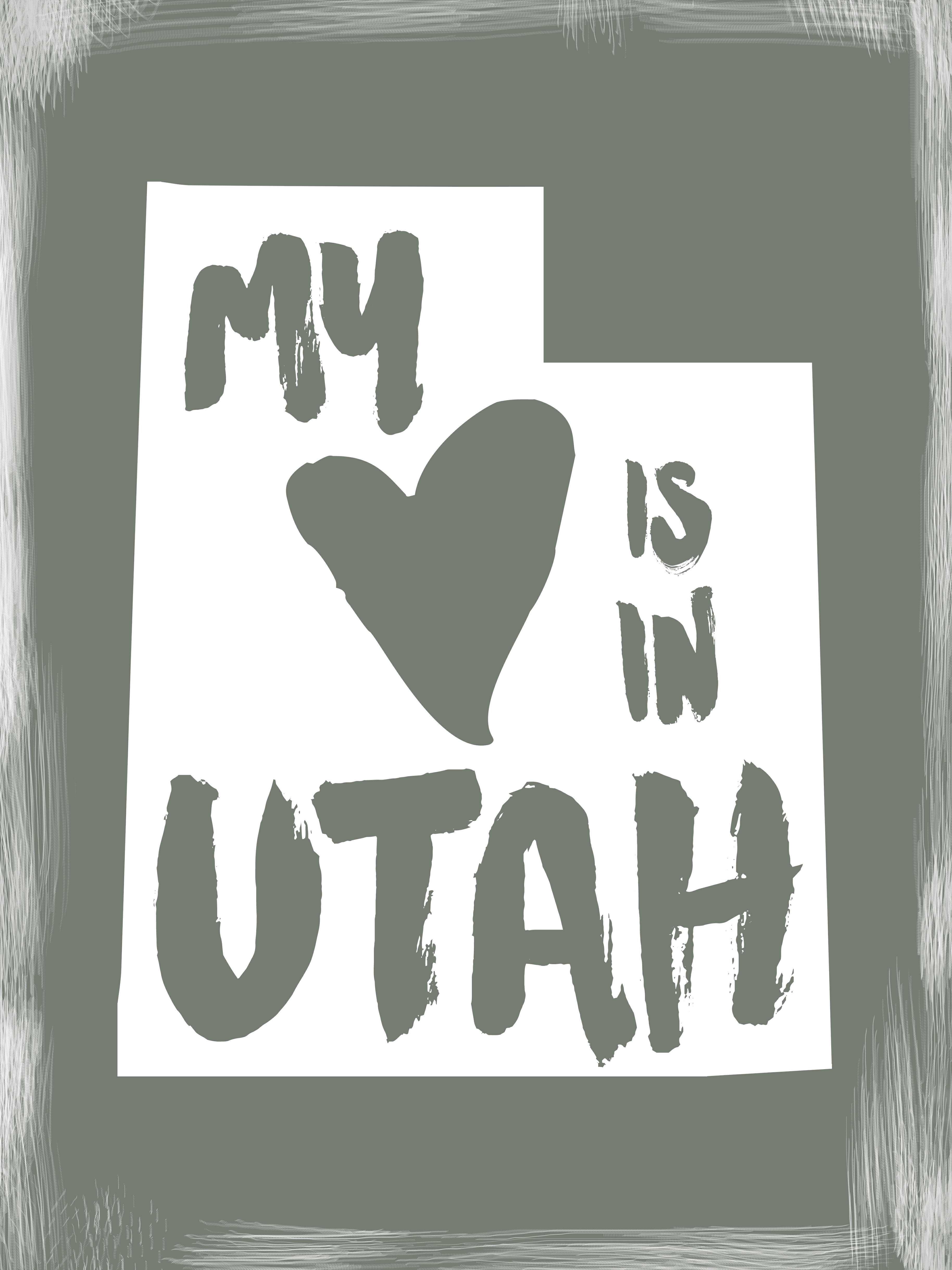 Trinx My Heart Is in Utah Gray - Wrapped Canvas Print | Wayfair