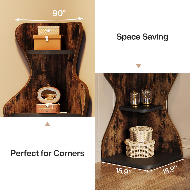 Millwood Pines 69" Tall Corner Bookshelf, 5-Tier Wood Corner Shelf for ...