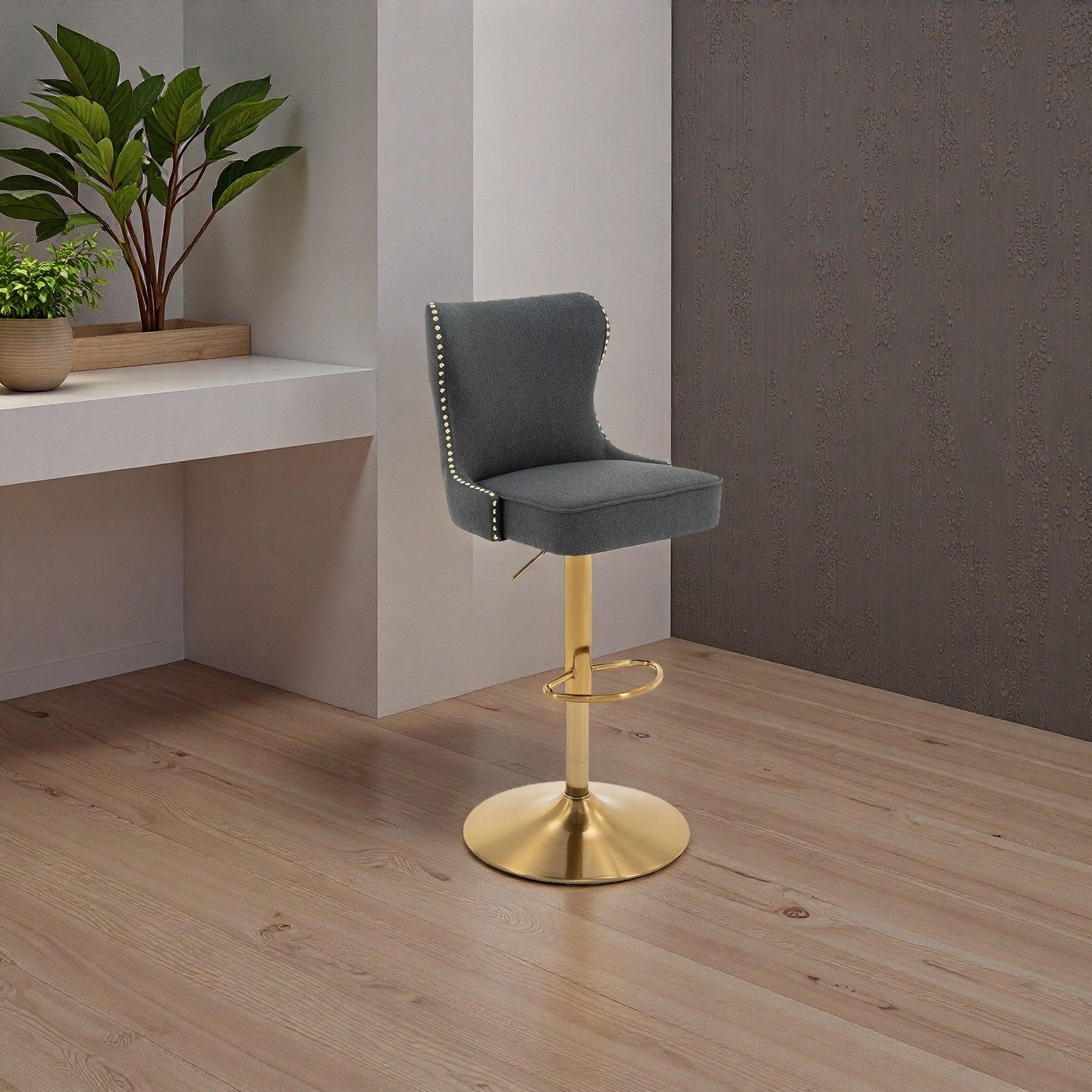 George Oliver Bar Stool,Swivel Barstools With High Back,Bar Chairs For ...