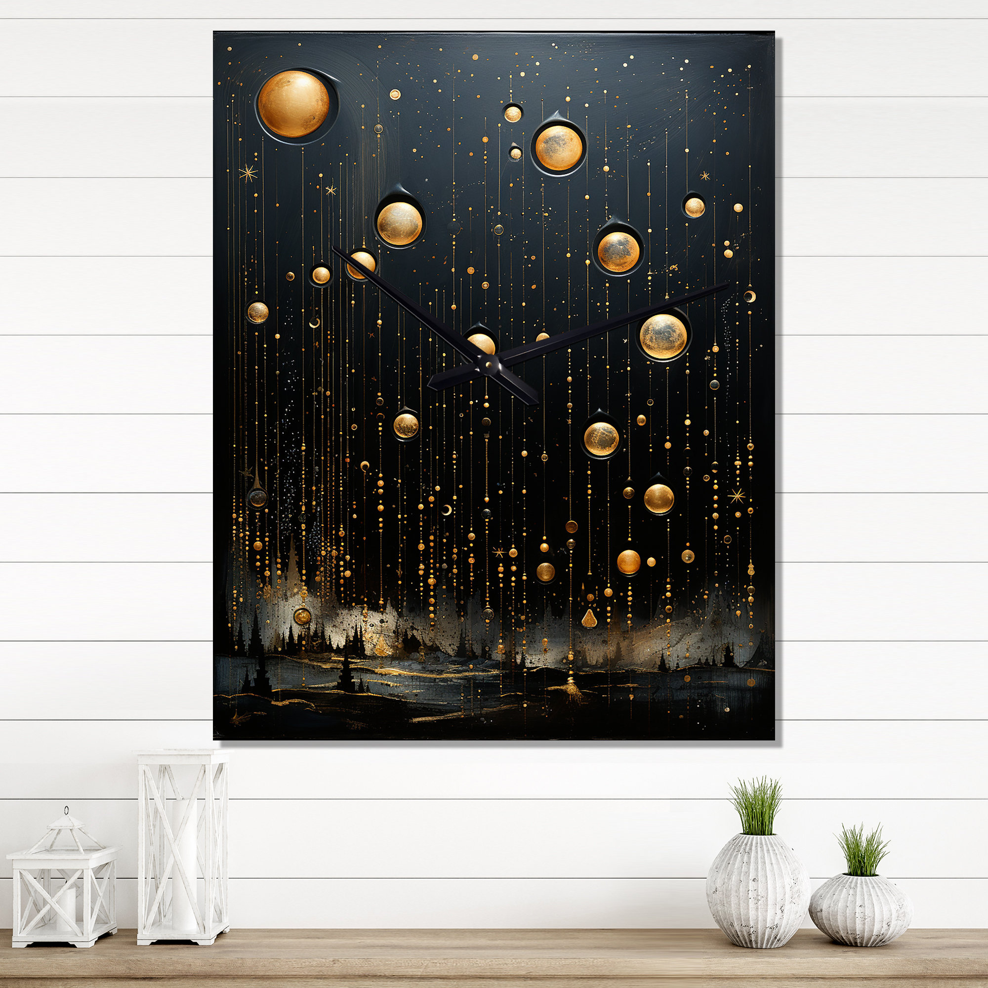 Ivy Bronx Lunar Phases Pointilism Art I - Astrology Wall Clock | Wayfair