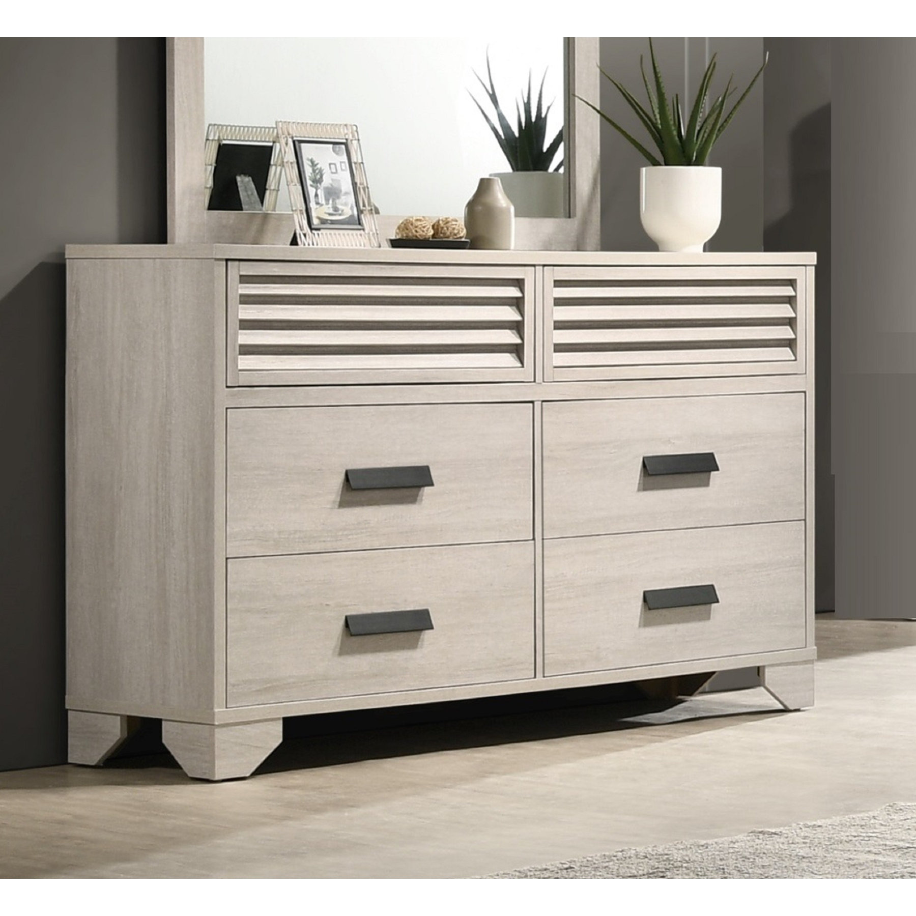 Latitude Run® Contemporary Drawer Louvered Design Dresser Finger Pull ...