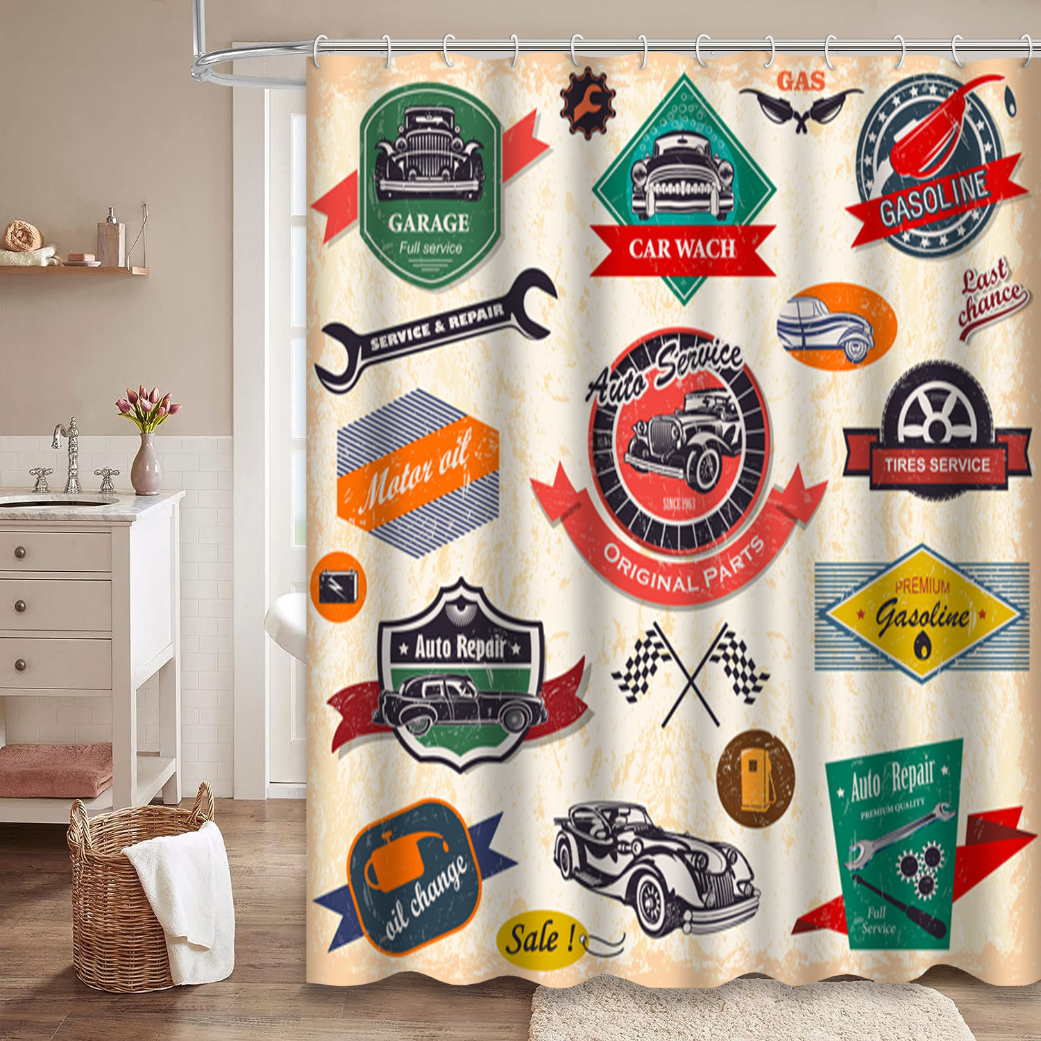 East Urban Home Old Waterproof Shower Curtain,Retro Vintage Car Auto ...