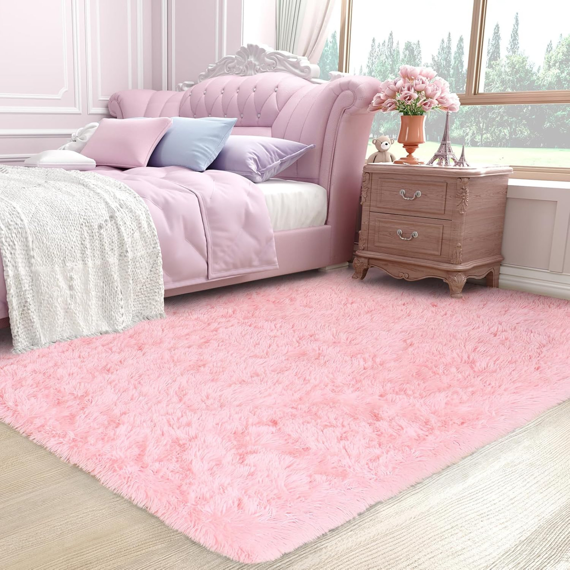 Mercer41 3X5 Pink Rug, Bedside Preppy Dorm Area Rug, College Essentials ...