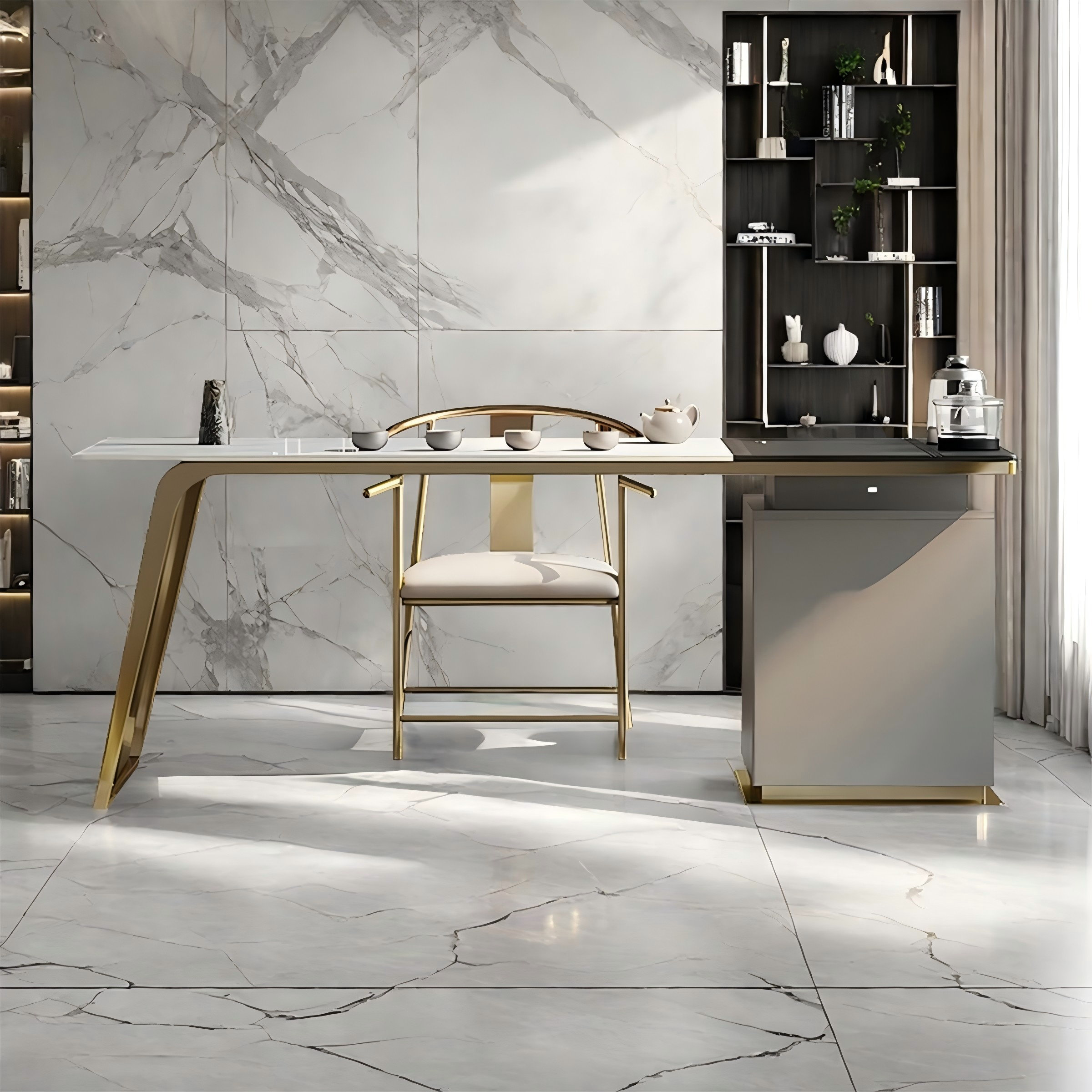 Brass Foam Rectangle Sintered Stone Credenza Tea Desk - Wayfair Canada