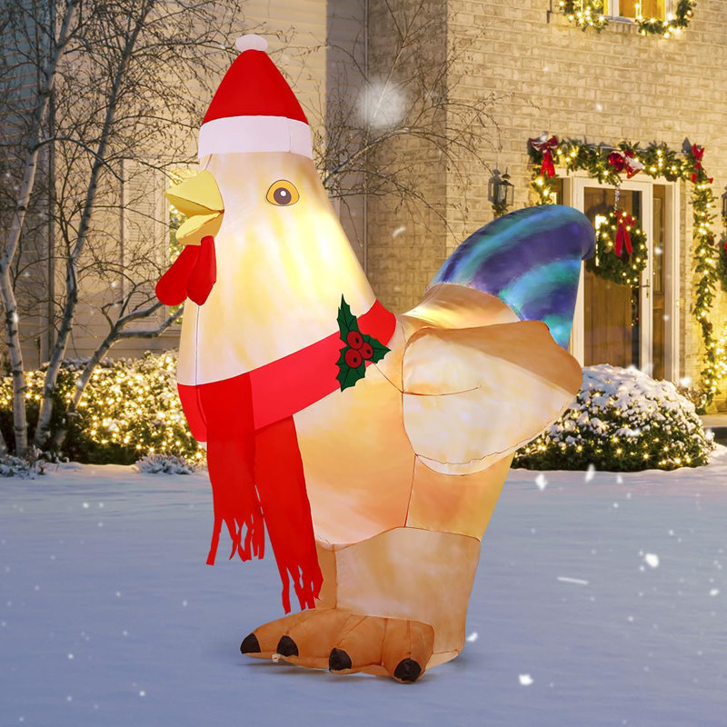 GOOSH Christmas Inflatables 5.4 Ft Christmas Chicken Inflatable With ...
