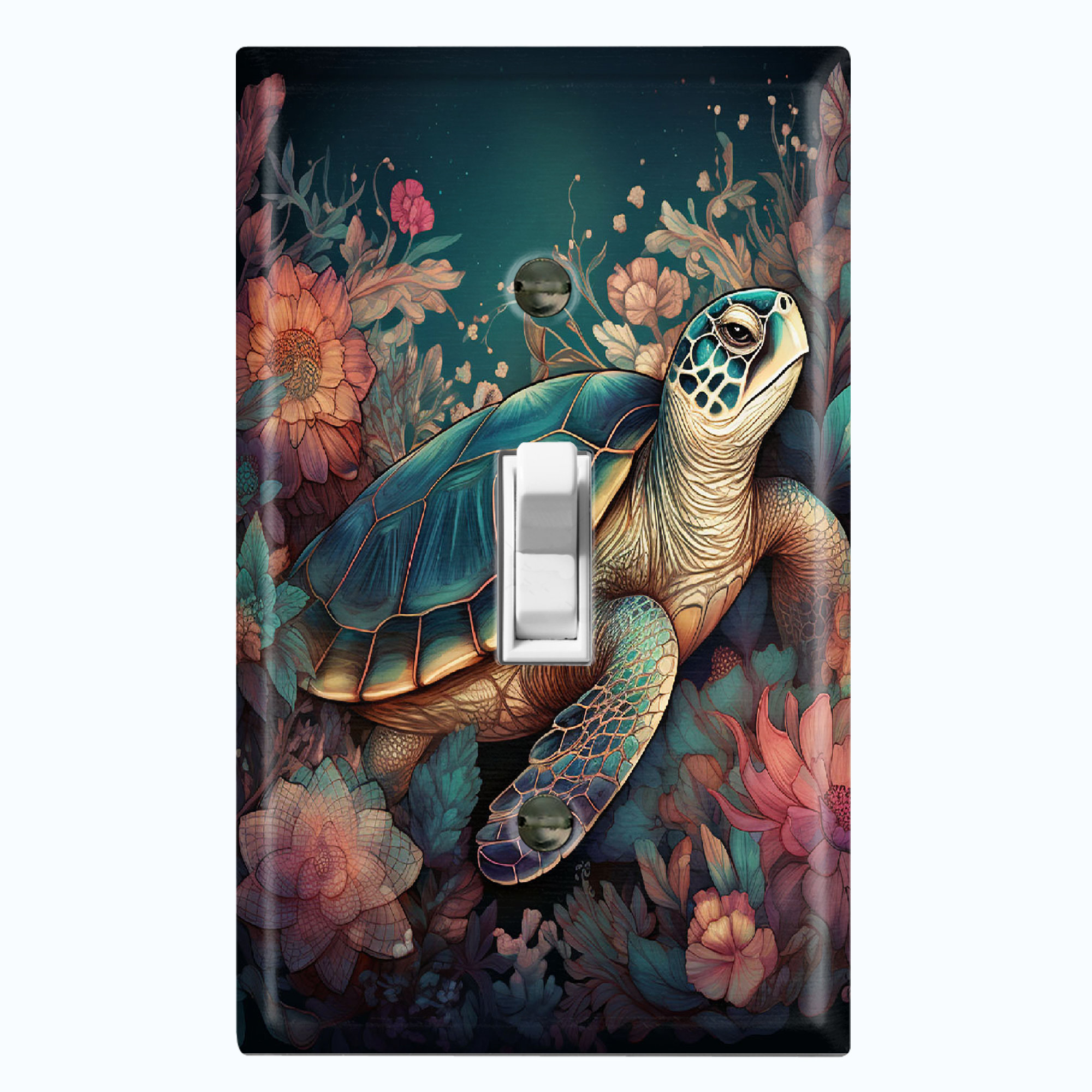 WorldAcc Ocean Turtle Green Flower Nature Themed 1 - Gang Toggle Light ...